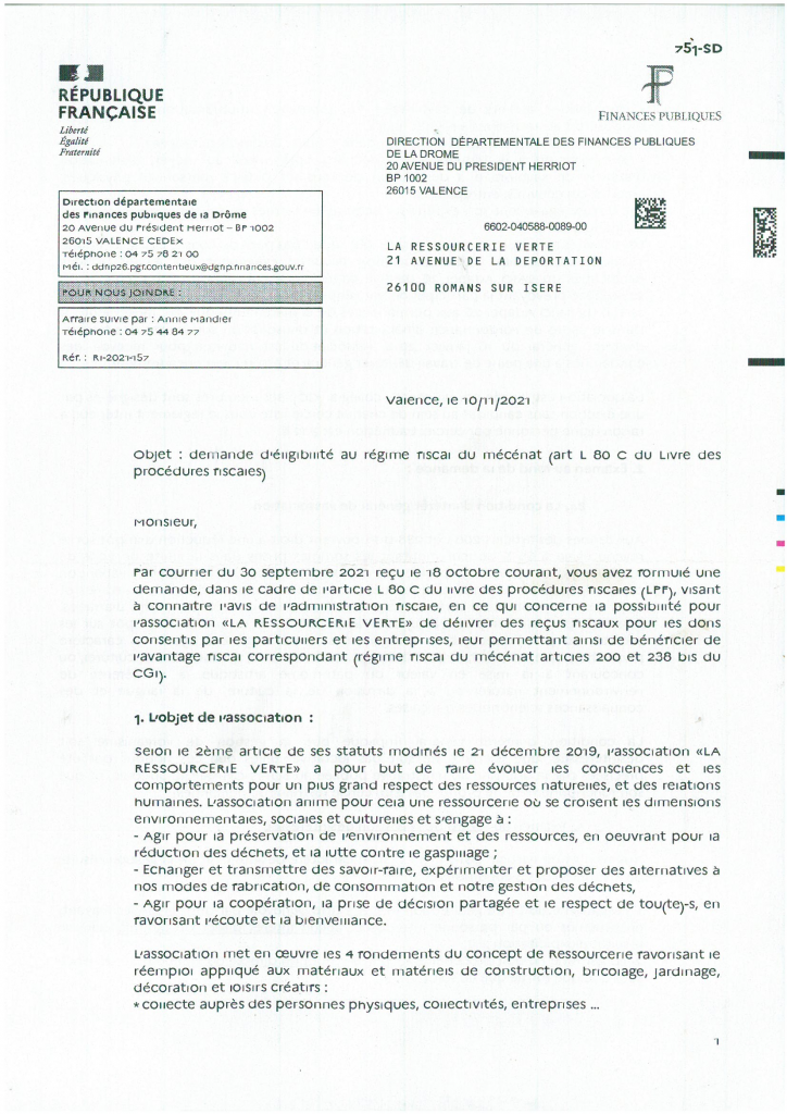 Déclaration D’Intérêt Général Association – FZPY